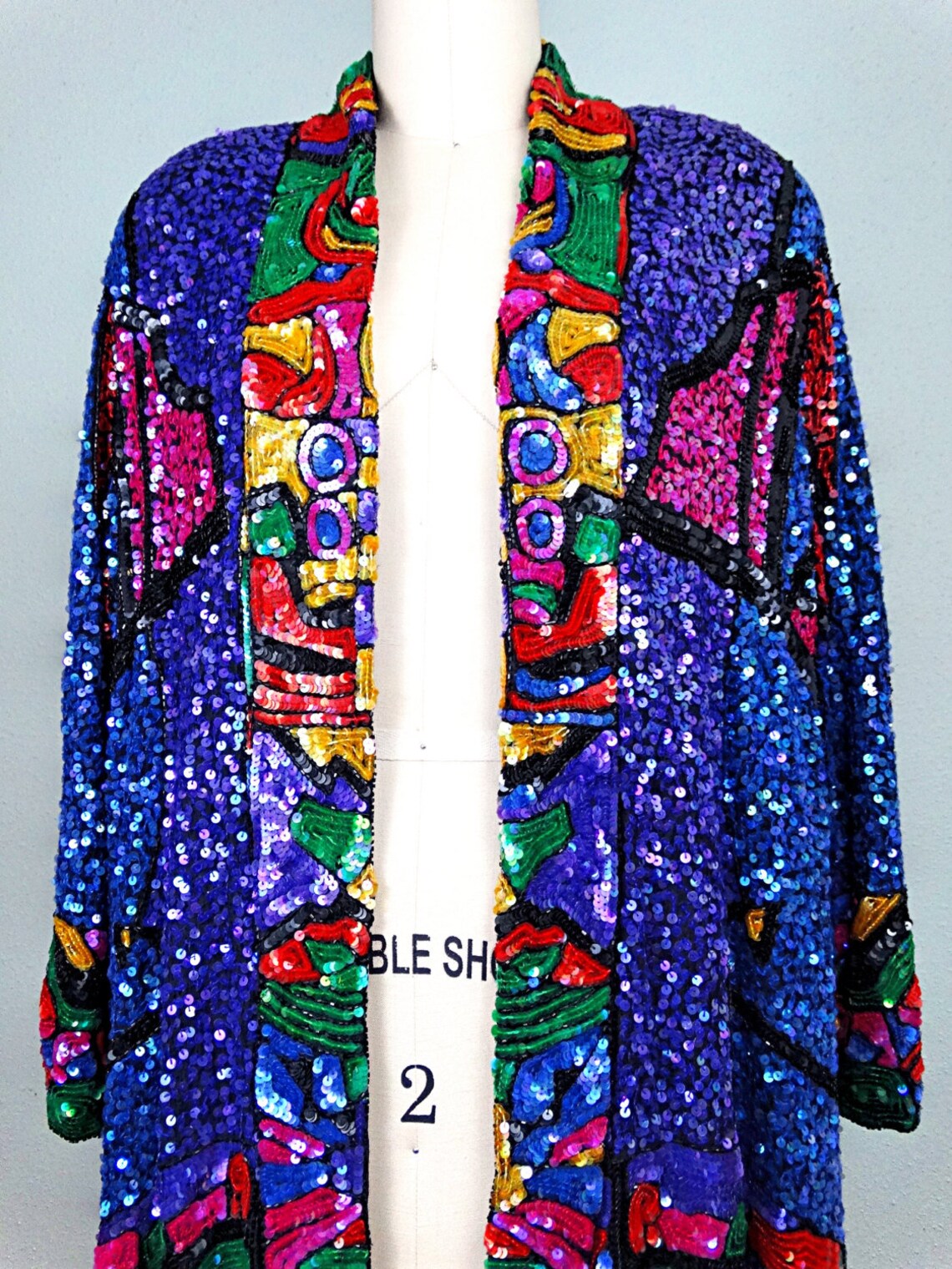 INCREDIBLE Retro Sequined Swing Coat / Colorful Sequined Long - Etsy