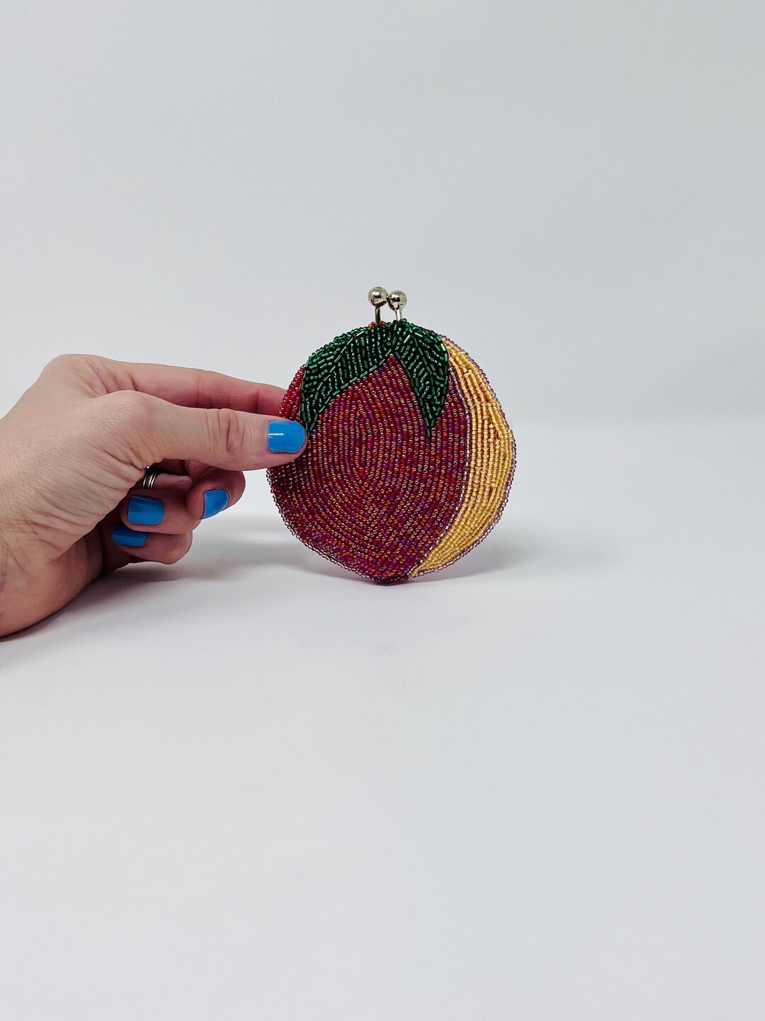 Juicy Peaches Coin Purse / Vintage Kisslock Beaded Change Pouch - Etsy