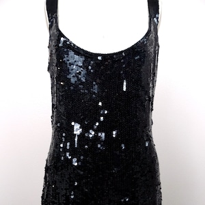 Liquid Sequin Embellished Gown / Jet Black Sequined Full Length Dress ...