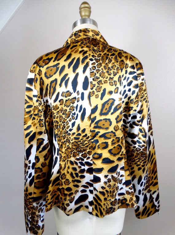 Leopard Print Beaded Blazer / Wild Cat Sequin Jacket … - Gem