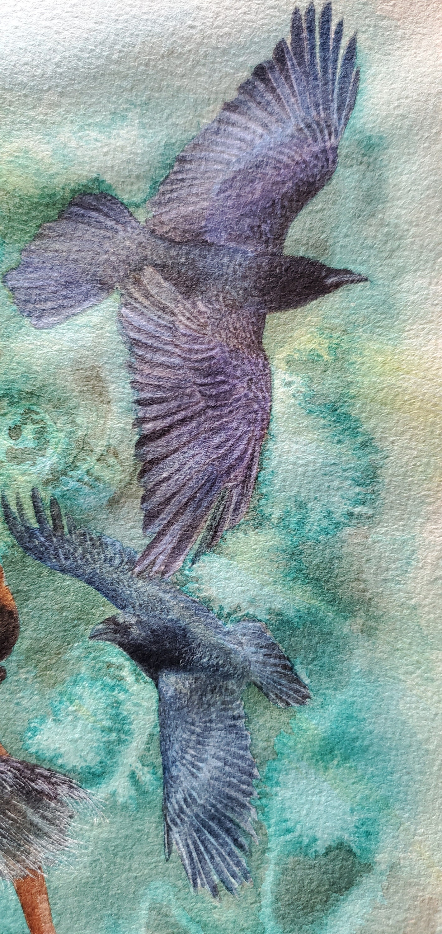 Ballet Dancer, Hand-painted With Raven Birds, Ballerina Girl. Turquiose ...