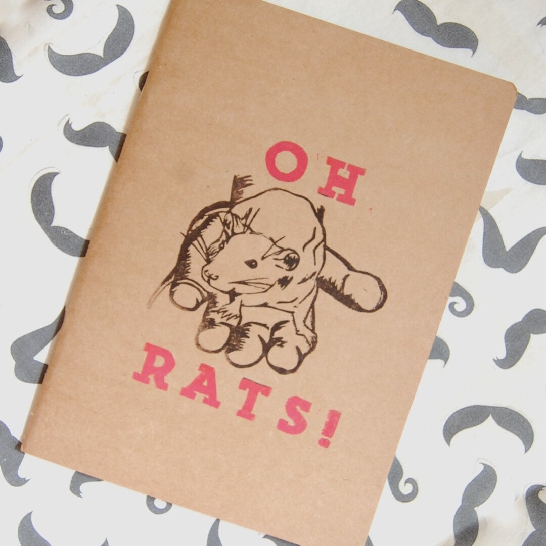Oh Rats Plain A4 Blank Book Animal Notebook Rat Sketchbook Handprinted ...