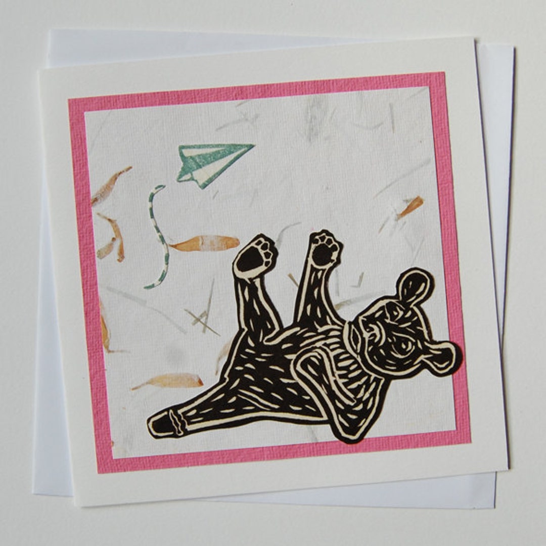 Moon Bear Cub With Paper Plane Blank Greetings Card Free - Etsy