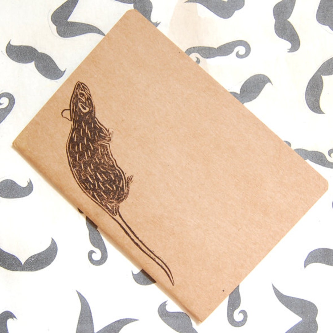Little Pet Rat A5 or A4 Blank Book Handmade Rats Journal Lino - Etsy