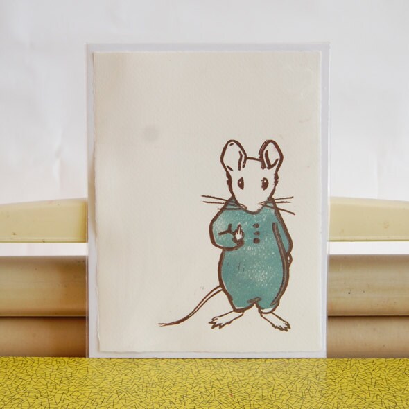 Naughty Mouse Original Linocut Rat Print - Etsy