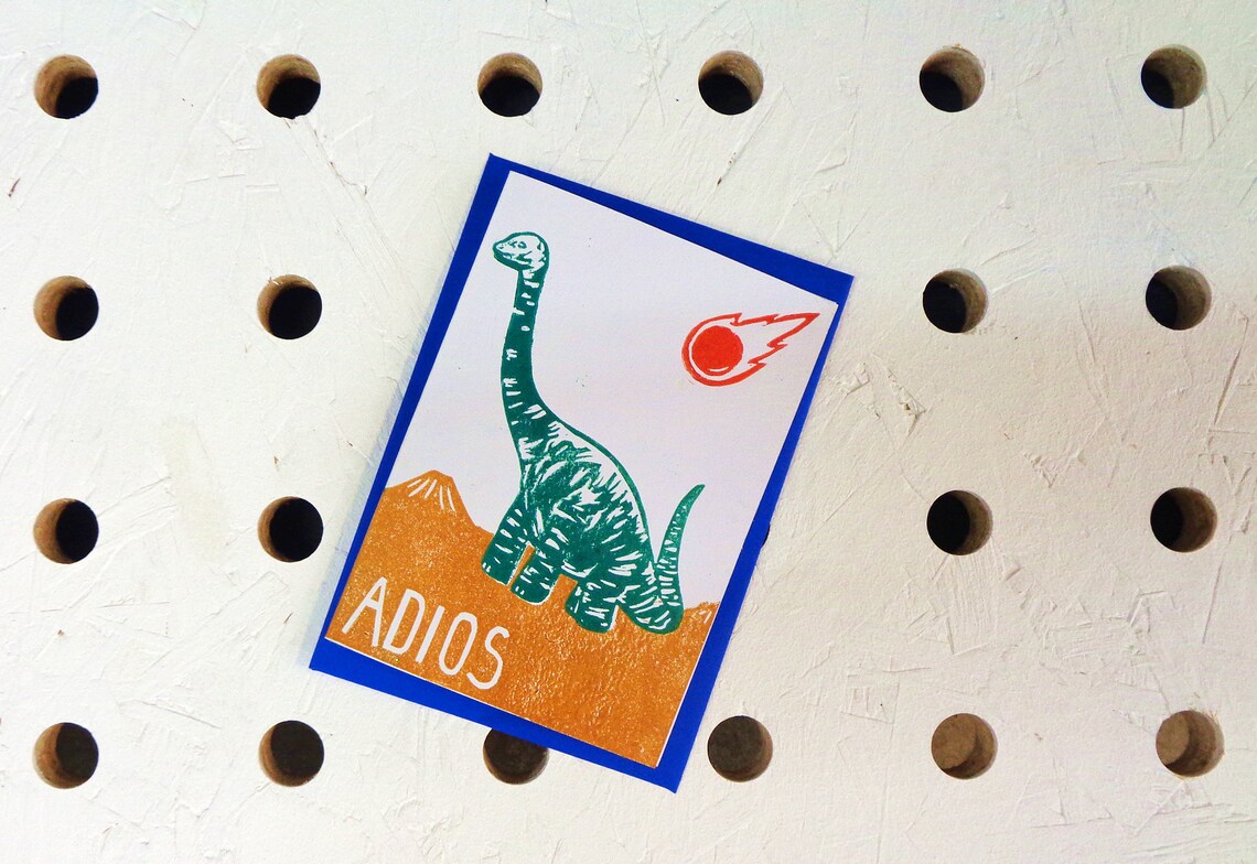 Adios Dinosaur Good Luck Goodbye Blank Greetings Card Free - Etsy