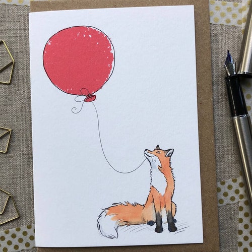 Fox Card. Fox Watercolour Card. Card With a Fox. Fox Gift. Fox - Etsy