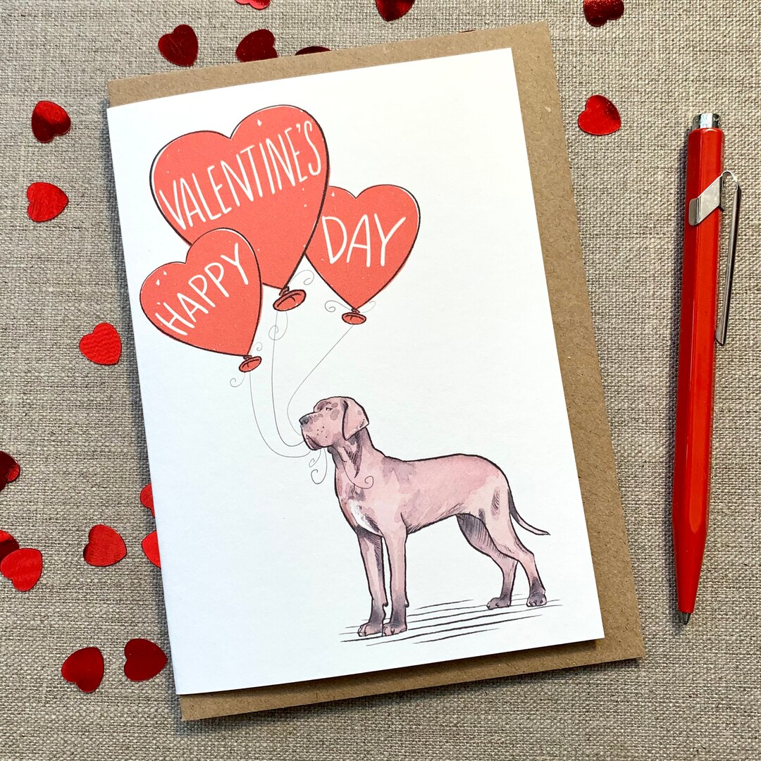 Great Dane Happy Valentines Card - Etsy