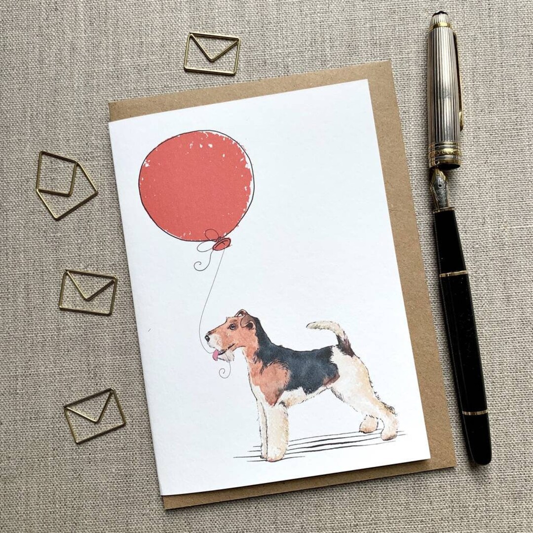 Wire Haired Fox Terrier Birthday Greetings Card for Dog Lover, Fox ...