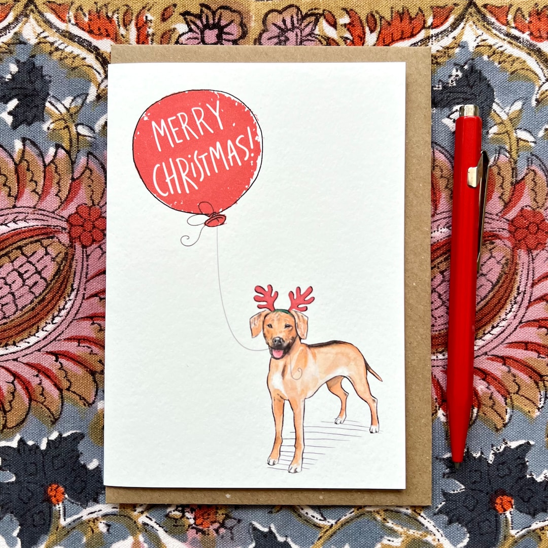 Rhodesian Ridgeback Christmas Card for Dog Lover - Reindogs Design - Etsy