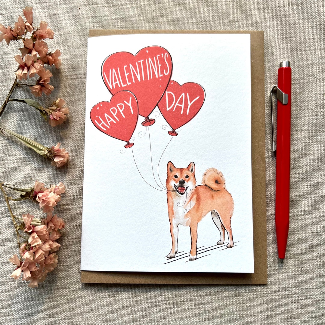 Shiba Inu Happy Valentine’s Card - Etsy UK