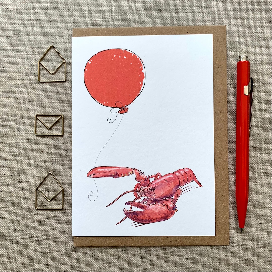 Lobster Birthday Greetings Card for Animal Lovers, Lobster Card - Etsy