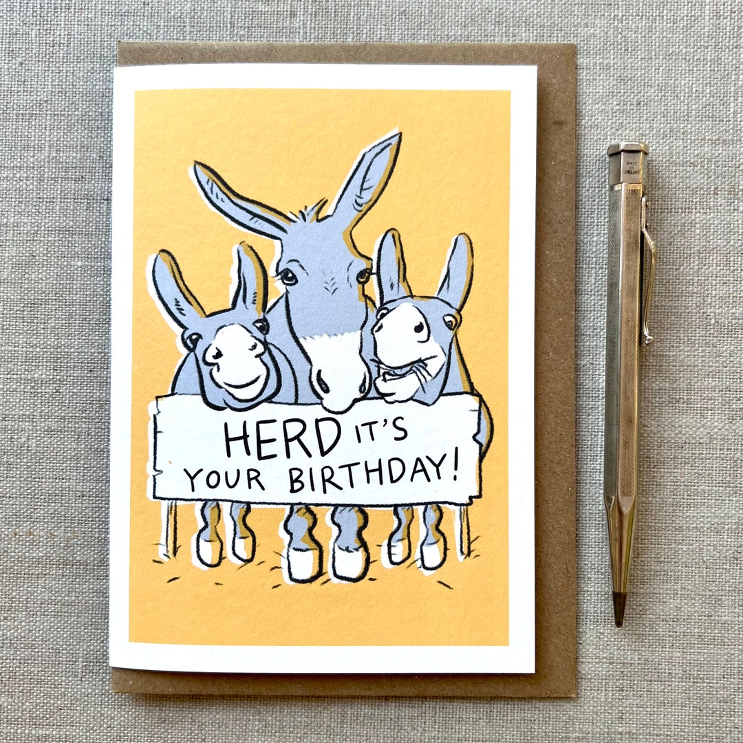 Funny Donkey Birthday Card for Animal Lovers, Donkey Card - Etsy