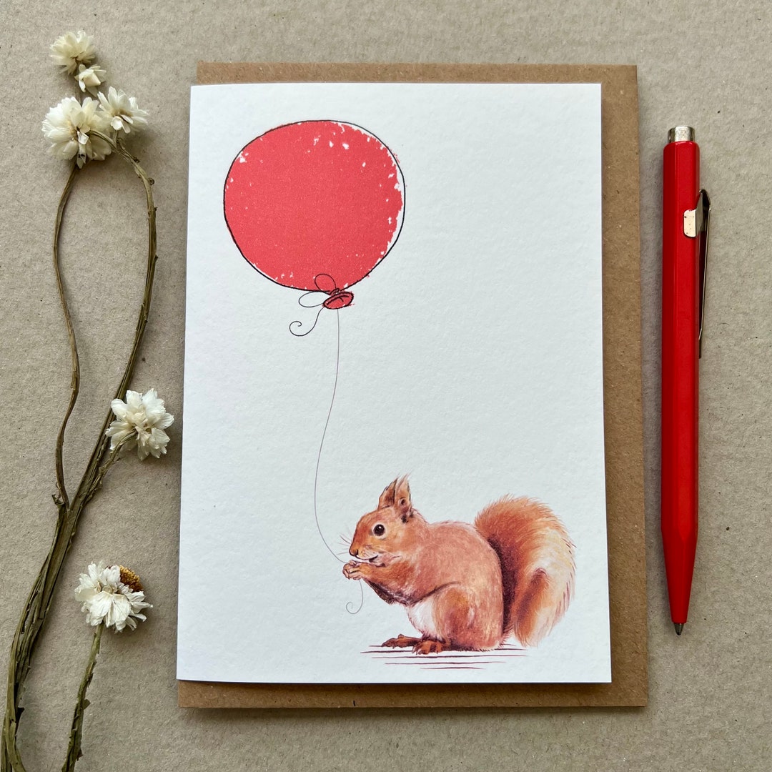 Red Squirrel Birthday Greetings Card for Animal Lover, Squirrel Card - Etsy