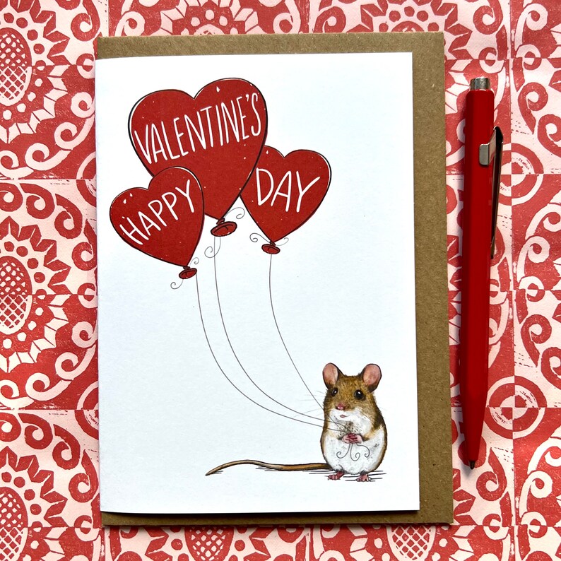 Mouse Happy Valentine’s Card - Etsy