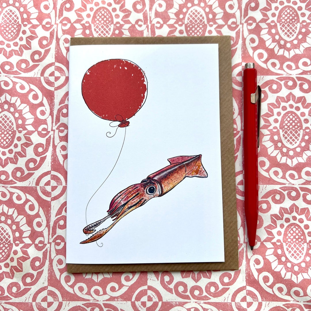 Squid Birthday Card for Squid Lovers, Squid Card - Etsy