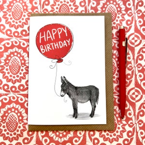 Donkey Birthday Card: Animal Lover Greetings (A6/A5) - Etsy