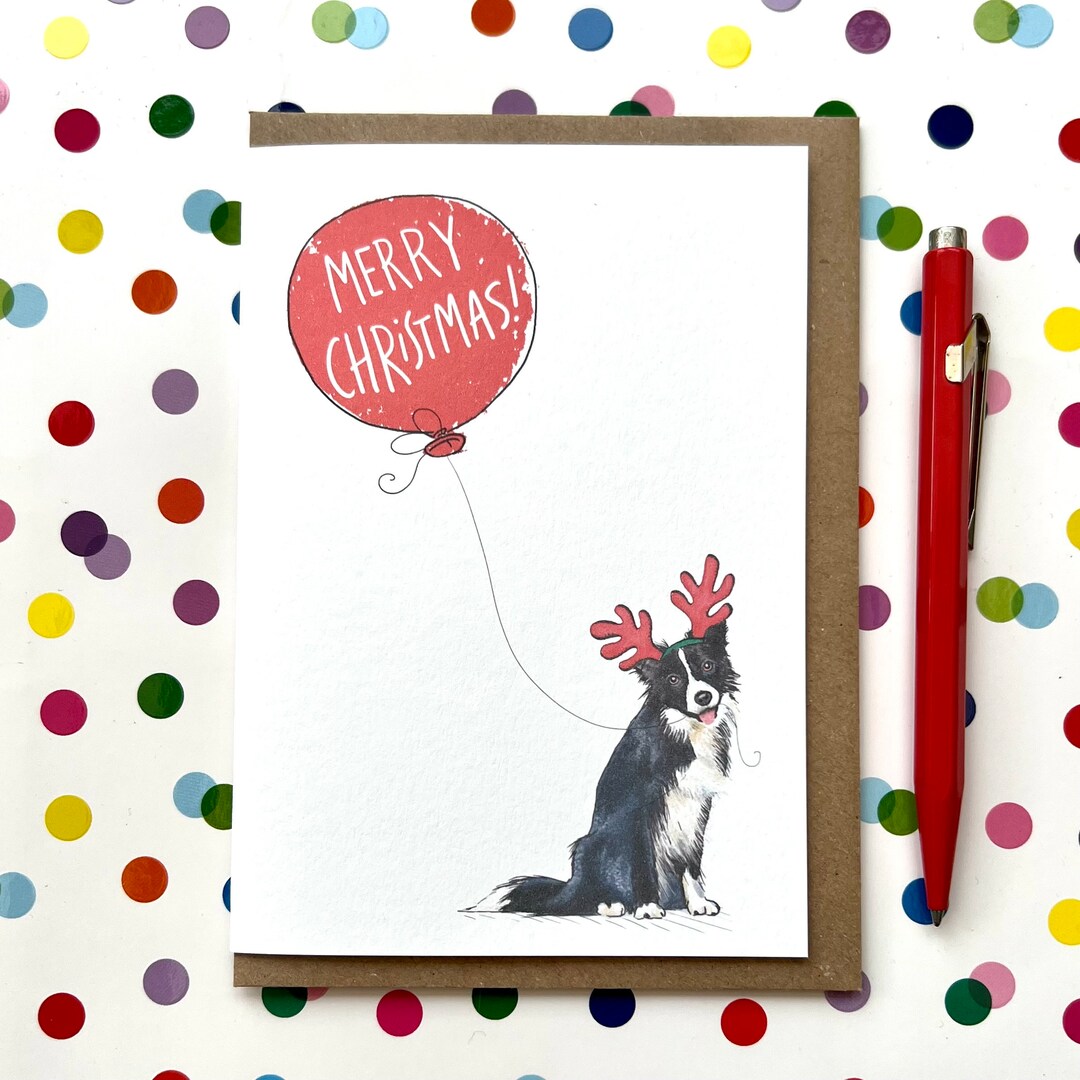 Border Collie Christmas Card for Dog Lovers - Reindogs - Etsy