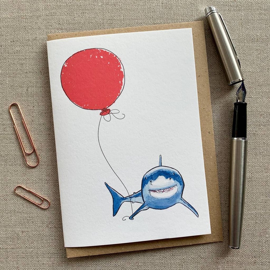 Shark Birthday Greetings Card for Animal Lover, Shark Card - Etsy