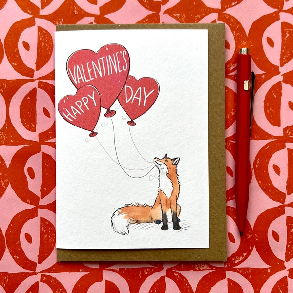Fox Valentine Card - Etsy