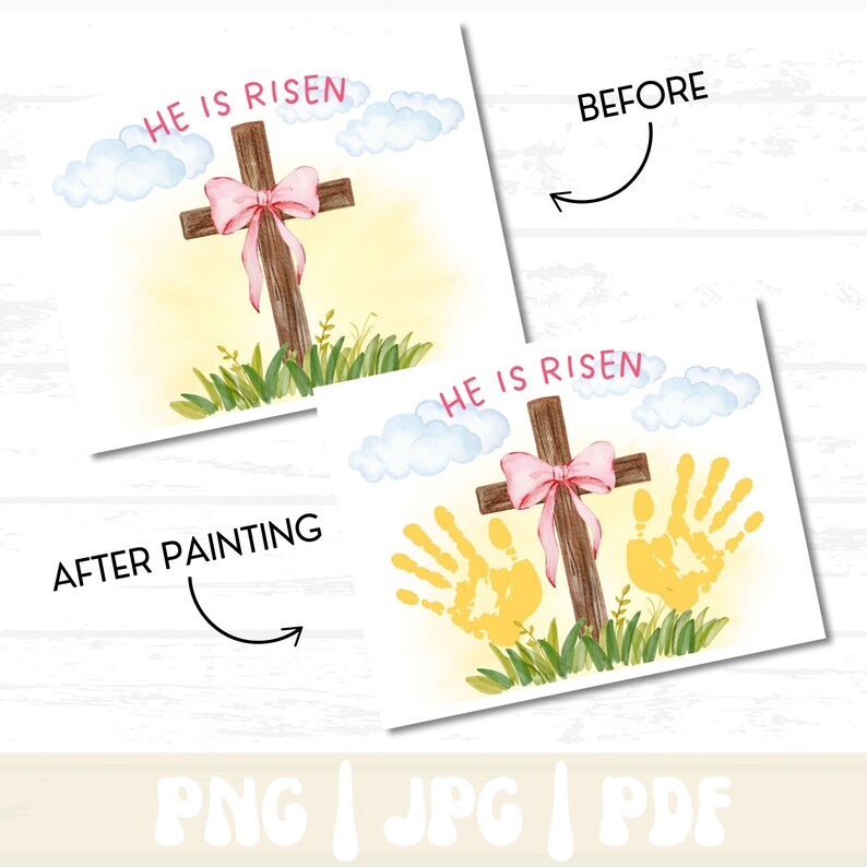 Easter Handprint Art Craft Project for Kids He is Risen Cross Christian ...