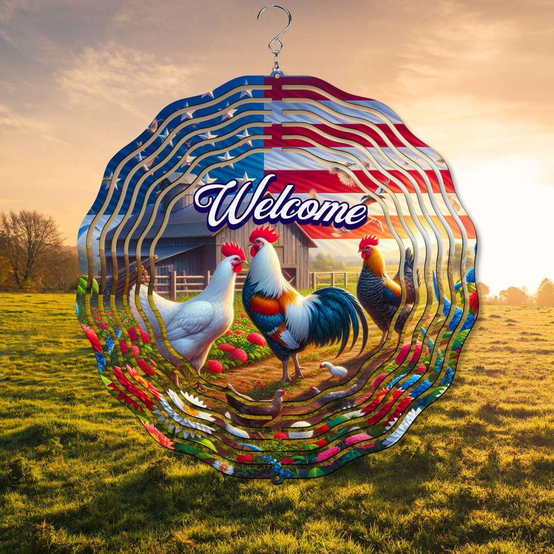 Welcome Wind Spinner Designs, Farm Chicken Wind Spinner PNG, Patriotic ...