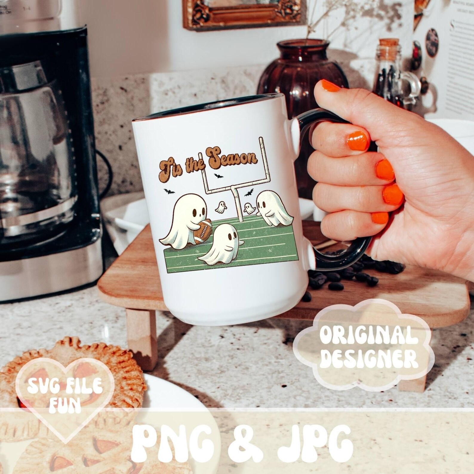 Ghost Football PNG, Retro Ghost Png, Tis the Season Png, Ghosts Playing ...