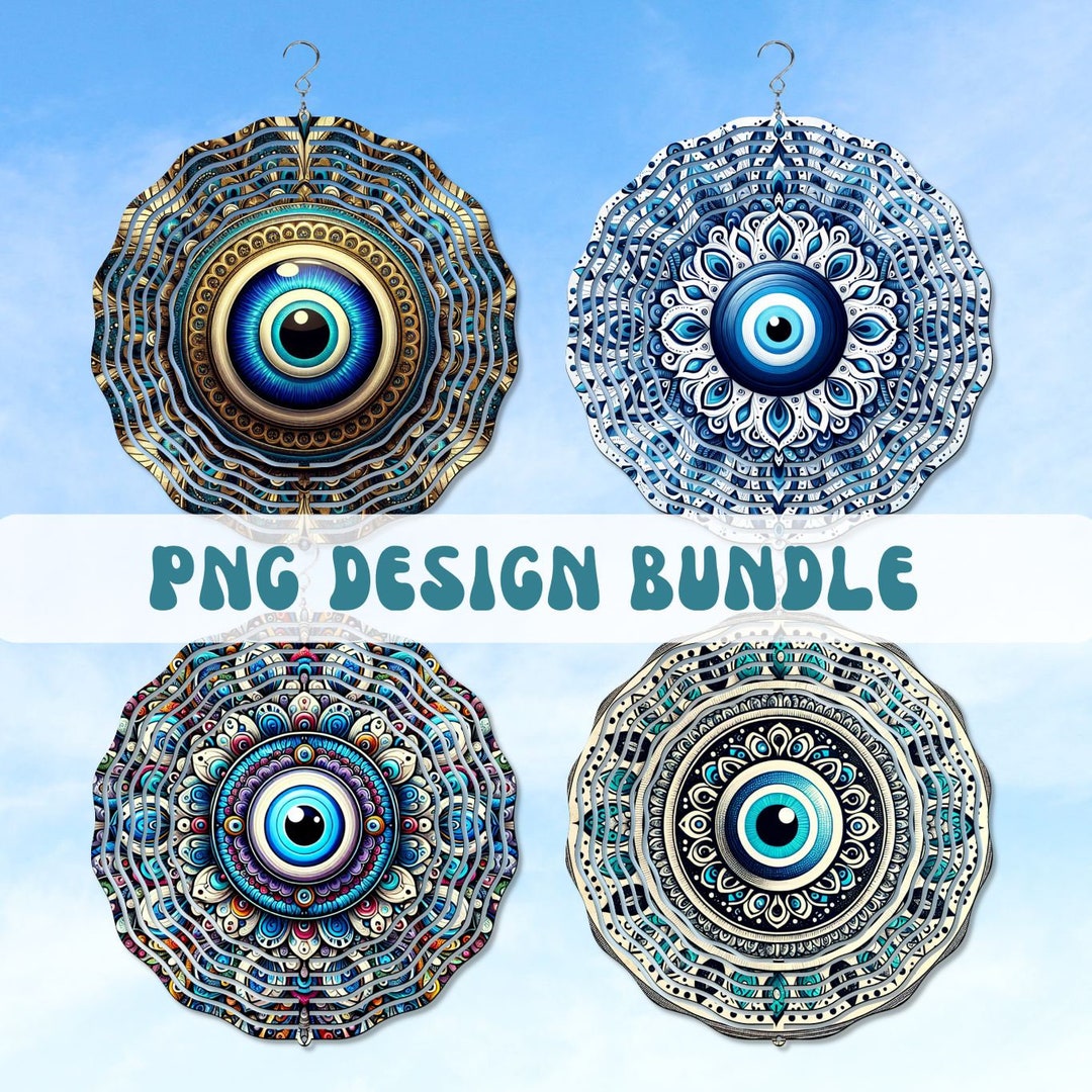 Wind Spinner Sublimation Designs Bundle, Wind Spinner PNG, Evil Eye ...