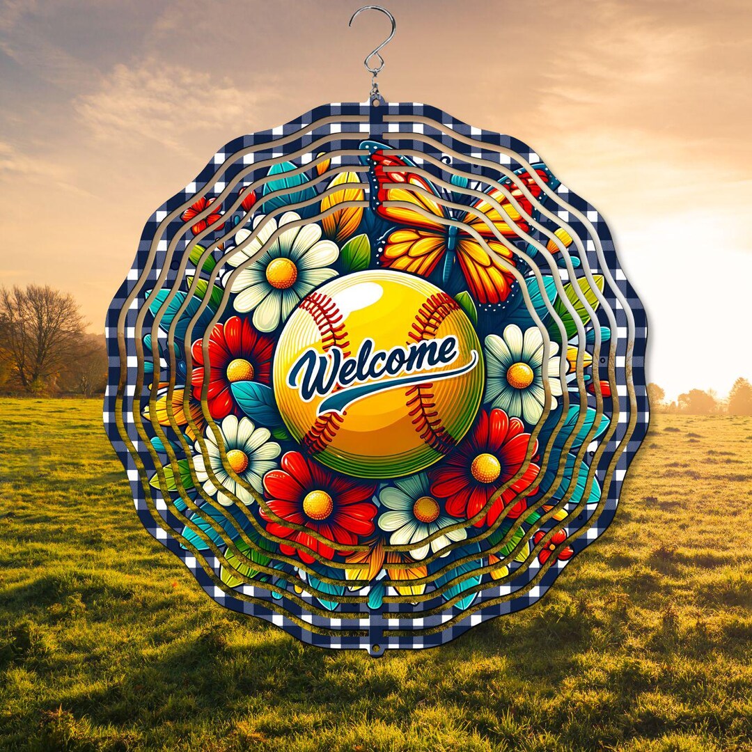 Softball Welcome Wind Spinner Designs, Wind Spinner PNG, Spring Summer ...