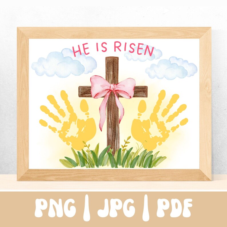 Easter Handprint Art Craft Project for Kids He is Risen Cross Christian ...