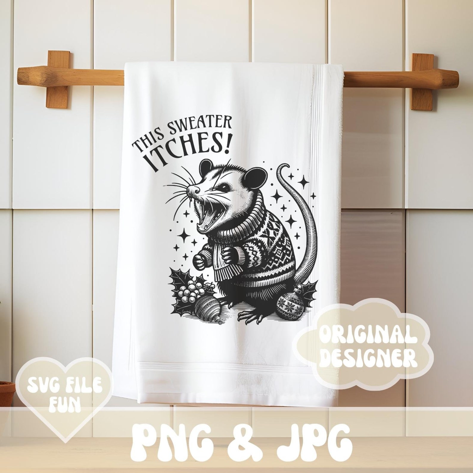 Christmas Sweater Opossum Png, Feral Png, Sarcasm Png, Trendy Ironic ...