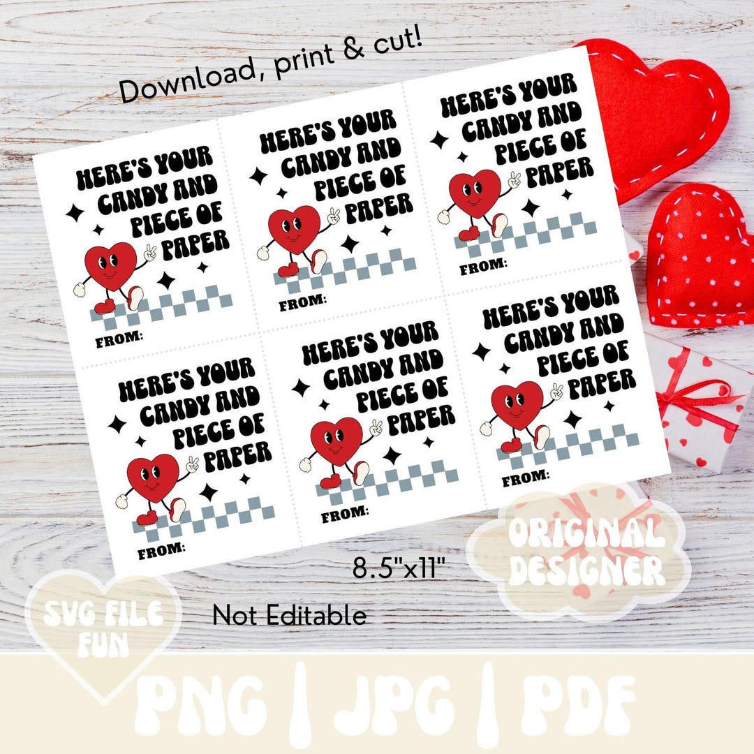 Printable Valentines Cards for Candy Grams Funny Sarcastic Retro School ...