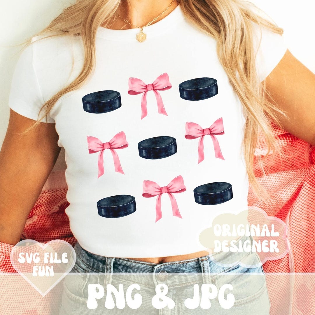 Coquette Hockey Png Ice Hockey Mom Png Custom Hockey Pucks & Pink Bows ...
