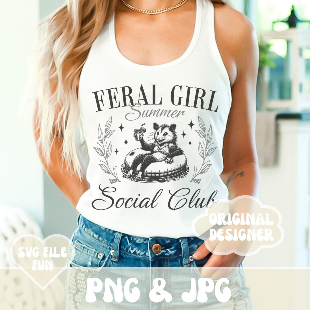 Feral Girl Summer Png, Opossum Png, Social Club Png, Summer Vibes Png ...