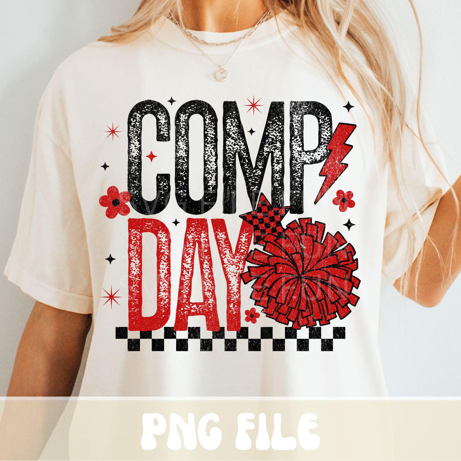 Comp Day Cheer PNG, Retro Cheer Competition PNG, Red and Black, Cheer ...