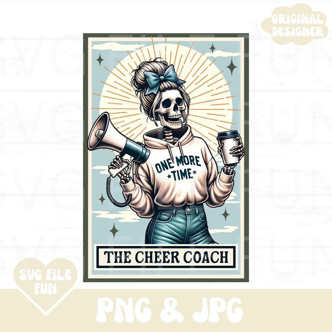 The Cheer Coach Skeleton Tarot Card PNG, Cheer Coach PNG, Cheer Mom ...