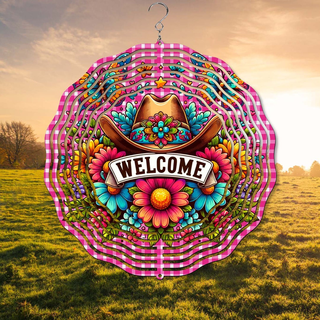 Welcome Wind Spinner Designs, Wind Spinner PNG, Summer Flower Western ...