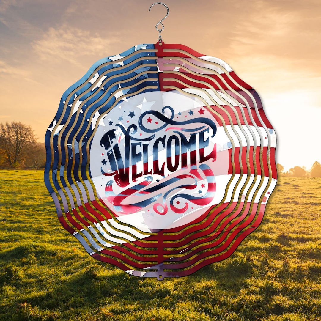 Welcome Wind Spinner Designs, Wind Spinner PNG, Patriotic Flag 4th of ...