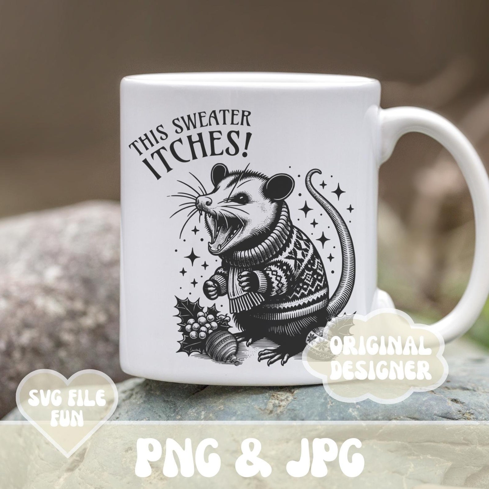 Christmas Sweater Opossum Png, Feral Png, Sarcasm Png, Trendy Ironic ...