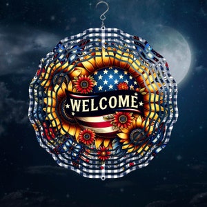 Welcome Wind Spinner Designs, Wind Spinner PNG, Patriotic Flag Summer ...