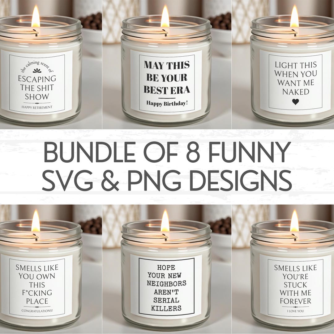Candle Label SVG Bundle, Funny Candle SVG, Candle Label Design PNG ...