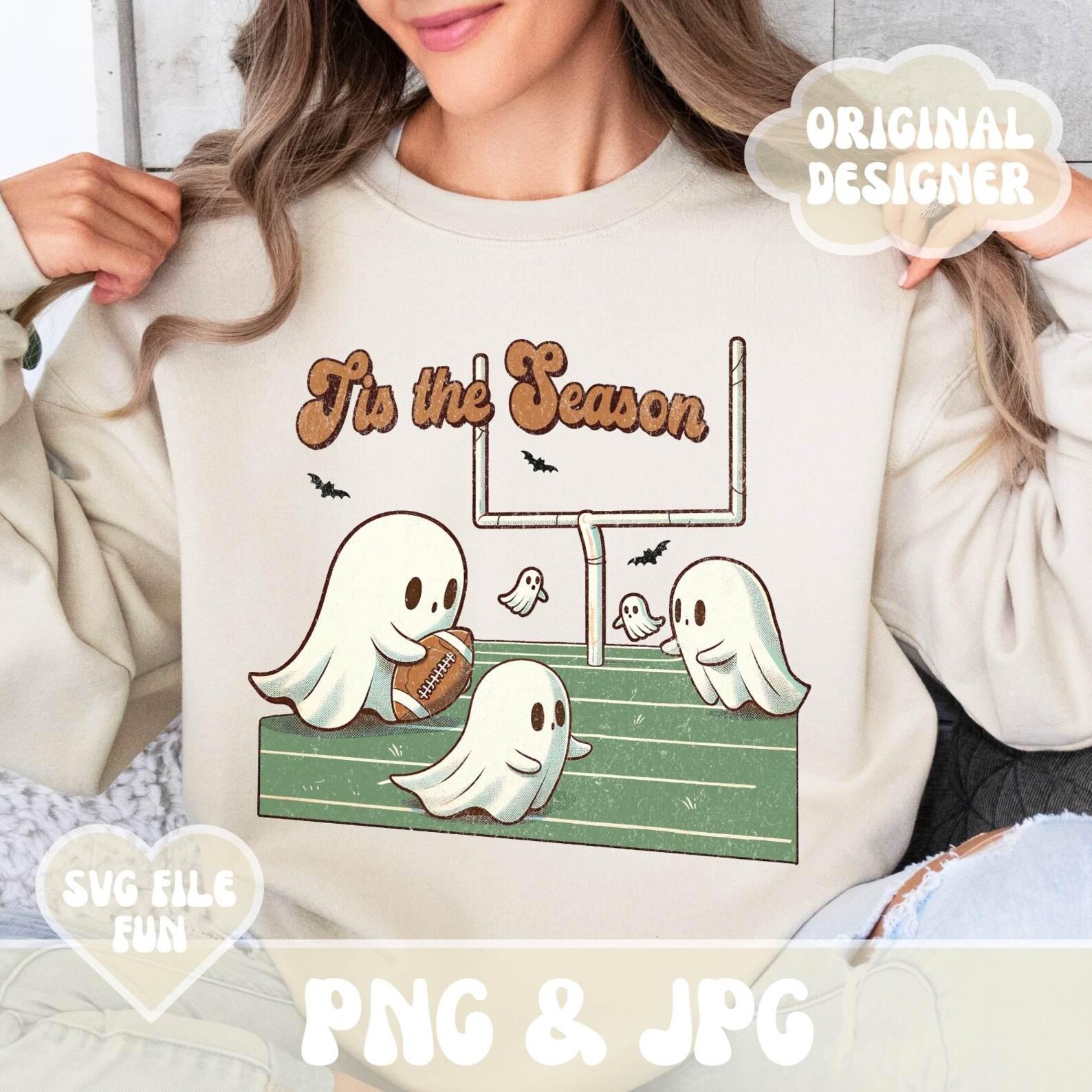 Ghost Football PNG, Retro Ghost Png, Tis the Season Png, Ghosts Playing ...