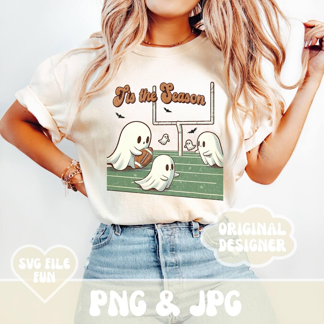 Ghost Football PNG, Retro Ghost Png, Tis the Season Png, Ghosts Playing ...