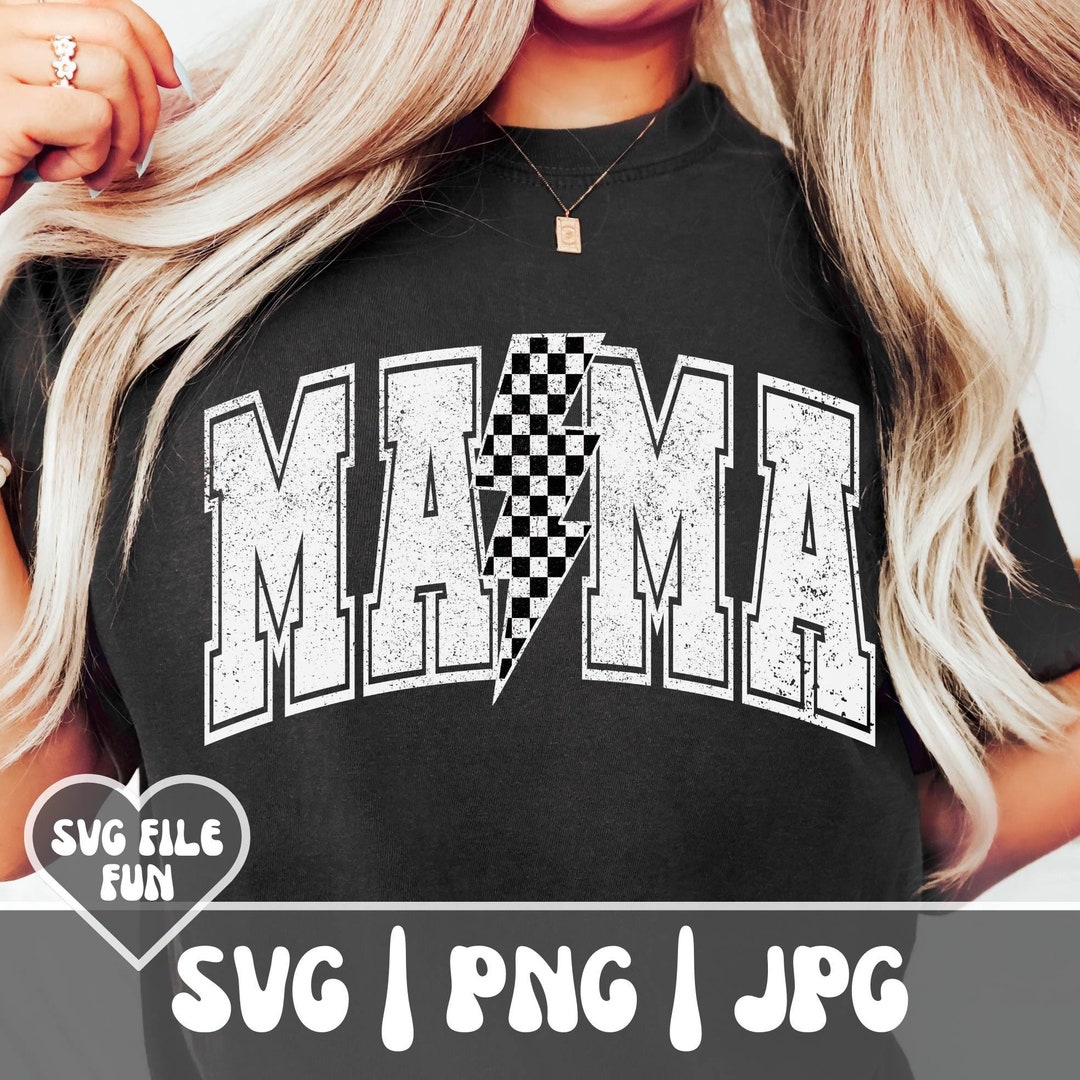 Mama Lightning Bolt SVG, Mama Checkered SVG, Mama Checkered PNG, Mama ...