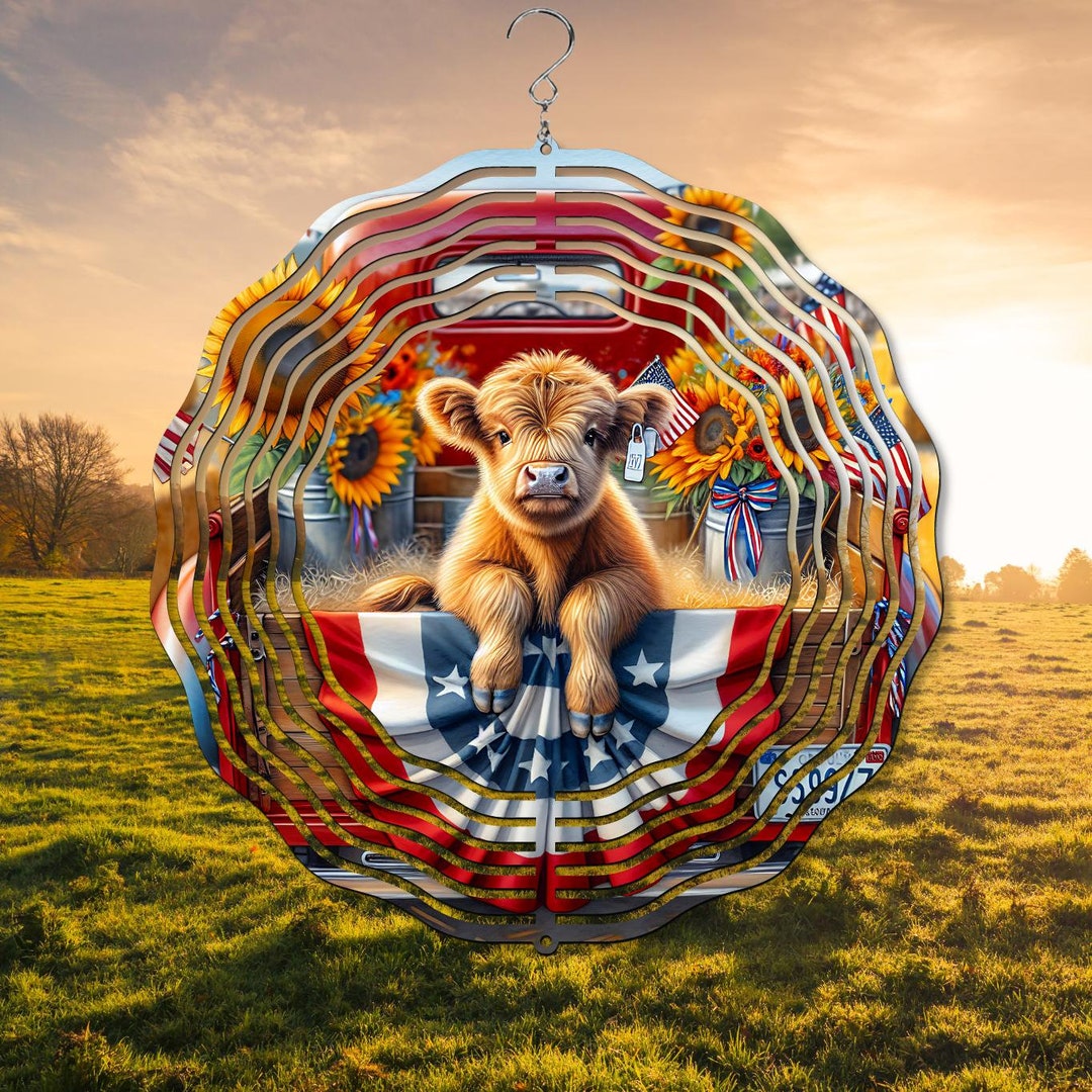10 Inch Highland Cow Wind Spinner Design Welcome Wind Spinner Designs ...