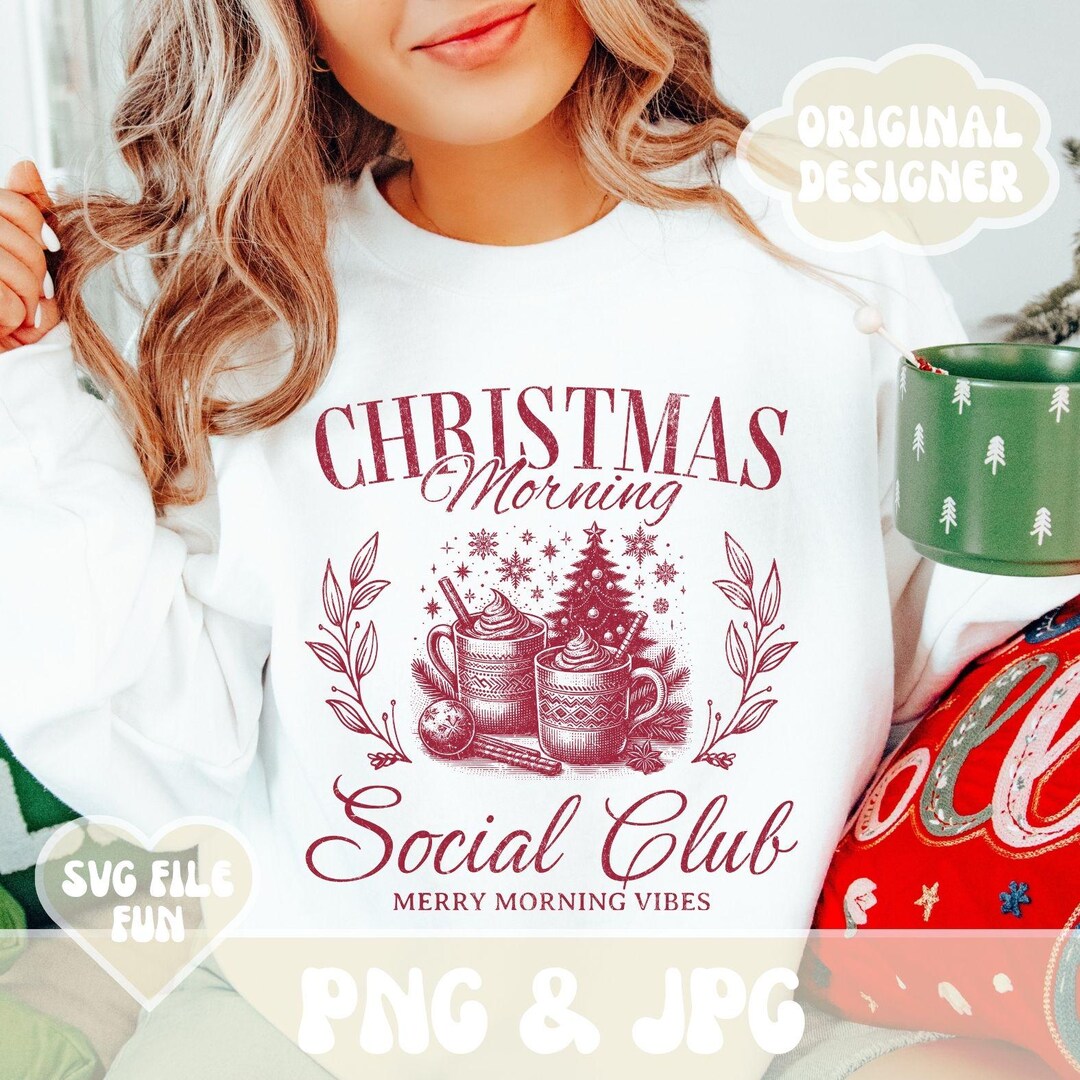 Christmas Morning Social Club PNG, Christmas Social Club PNG, Merry and ...