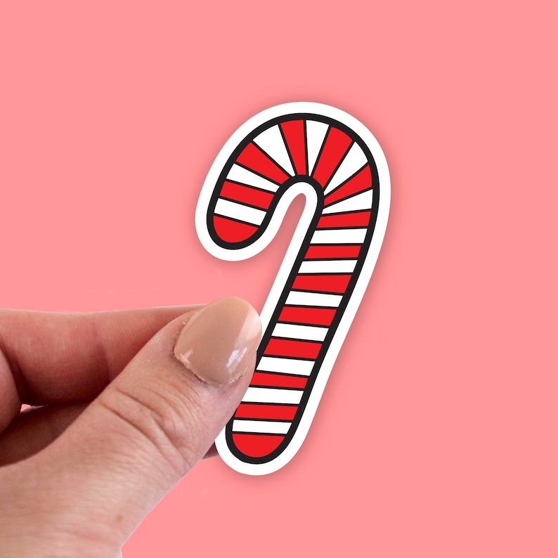Candy Cane Stickers Candy Cane Sticker Christmas Sticker | Etsy