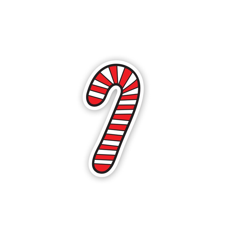 Candy Cane Stickers Candy Cane Sticker Christmas Sticker | Etsy