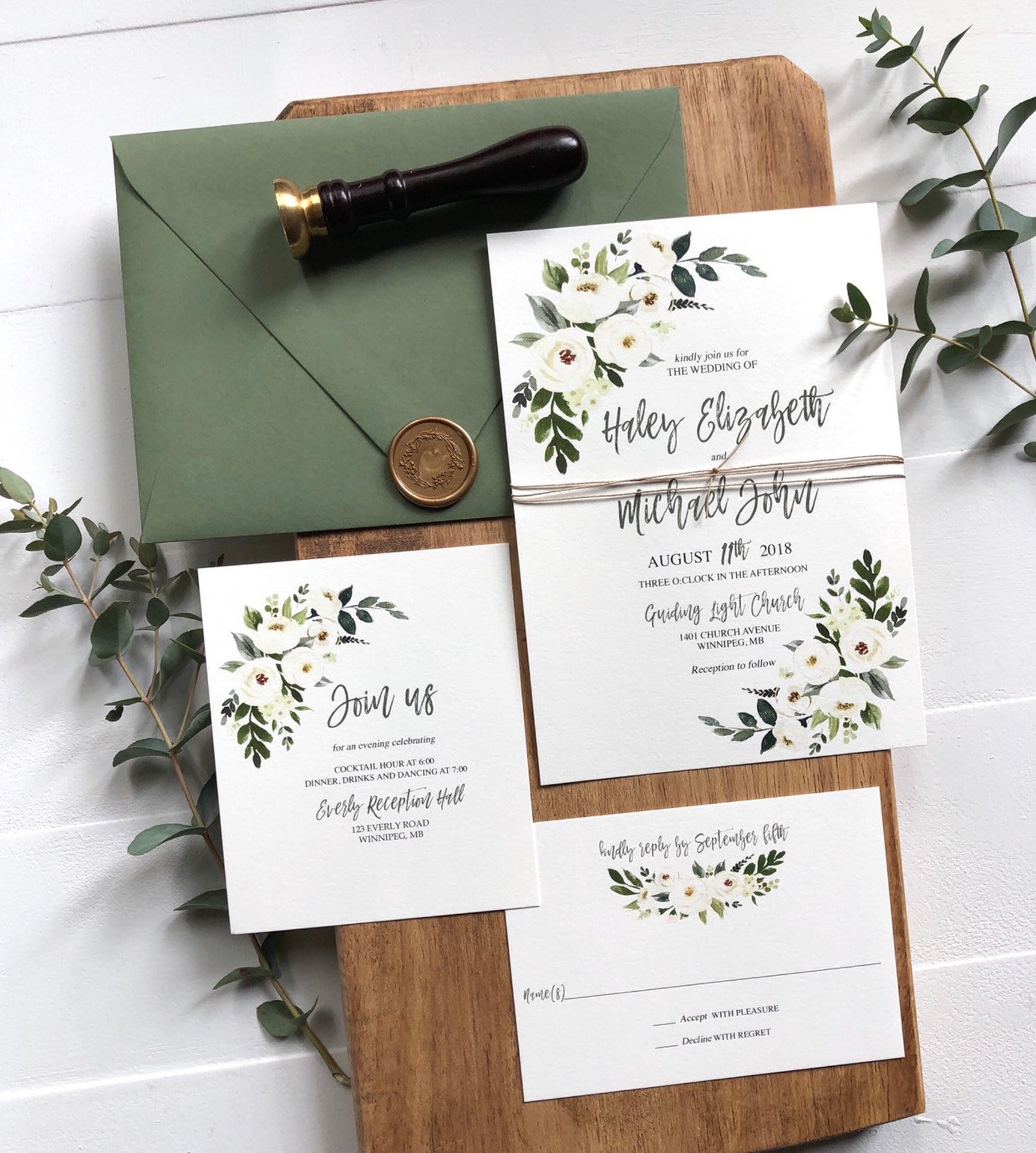 Floral Wedding Invitation Set Rustic Wedding Invitation - Etsy