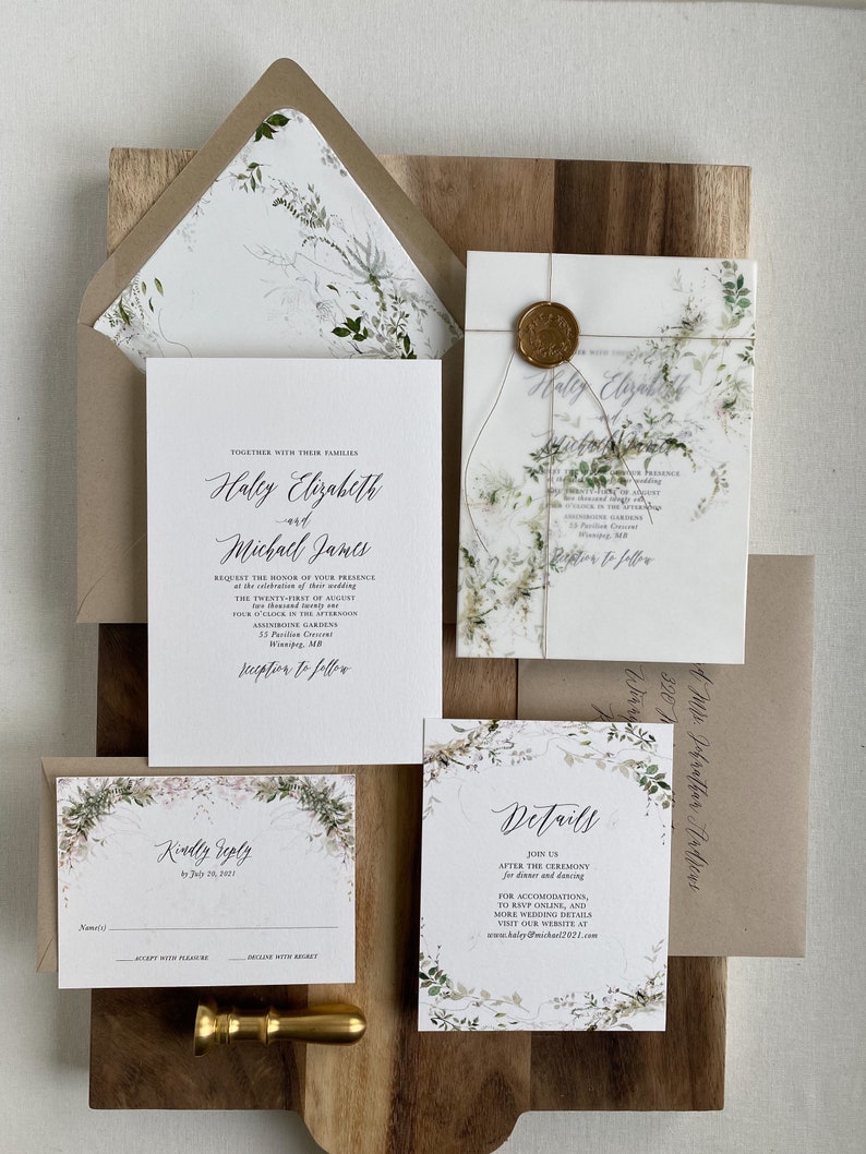 Rustic Wedding Invitation Greenery Wedding Invitation With - Etsy